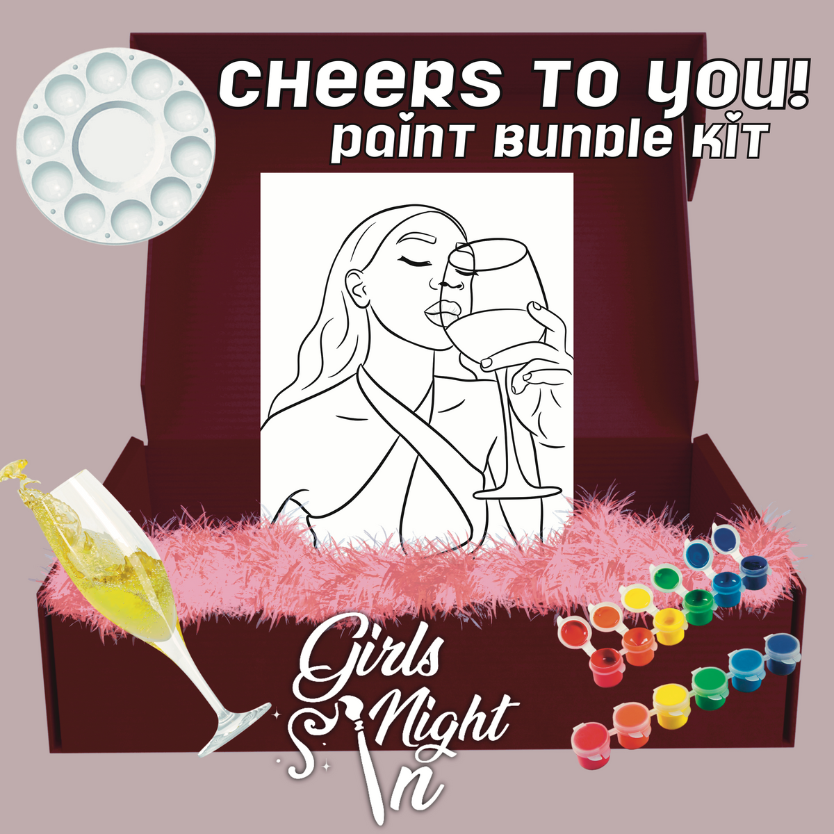Cheers to you 4 pack bundle paint kit – Girls Night in Paint and Sip